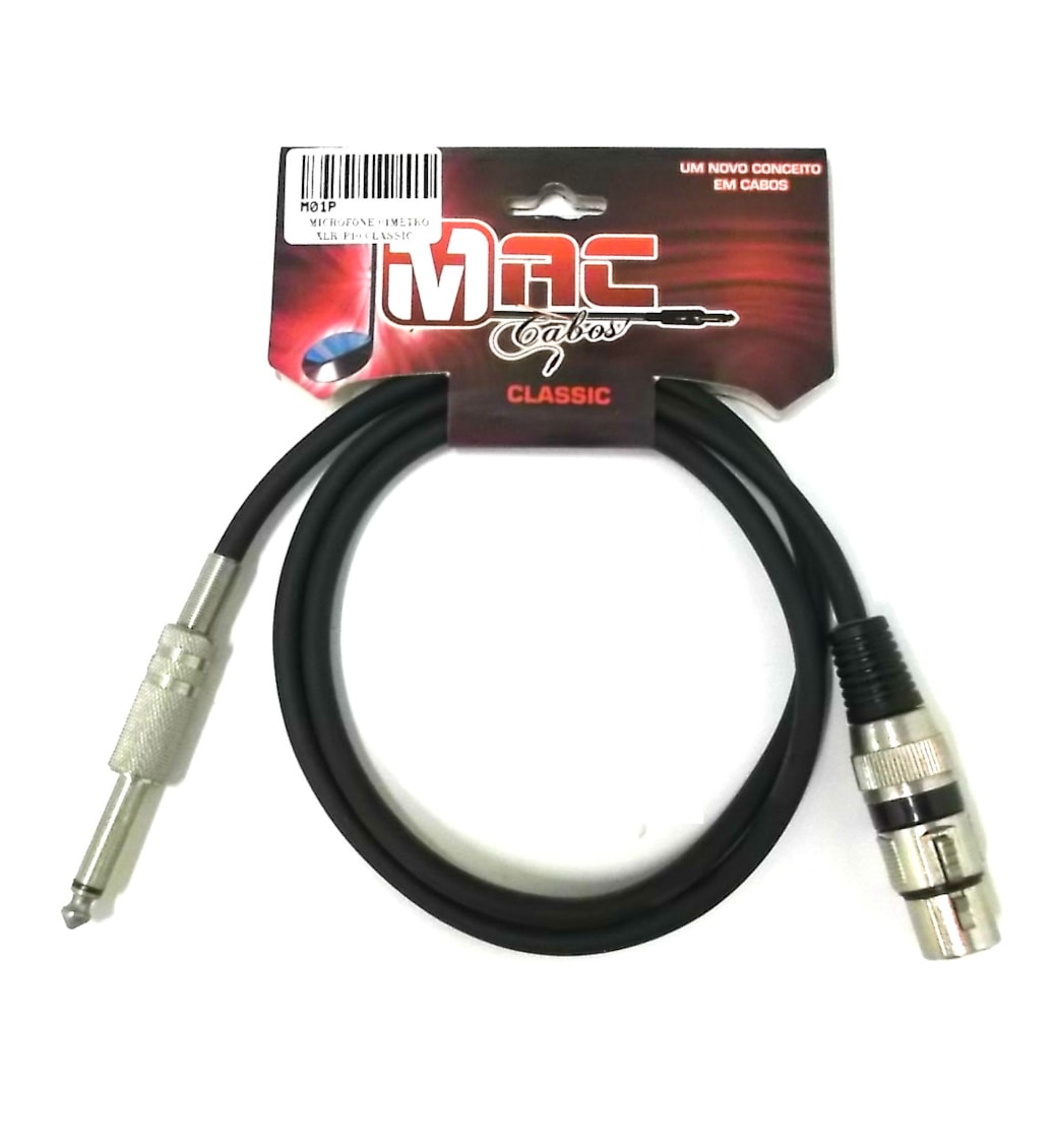 CABO MAC CABOS MICROFONE 1MT BASIC BORRACHA 0015/M01P - Innova Music